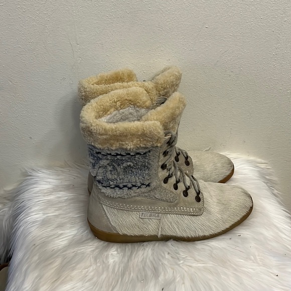 Tecnica | Shoes | Tecnica White Goat Fur Sherpa Ankle Booties Lace Up ...